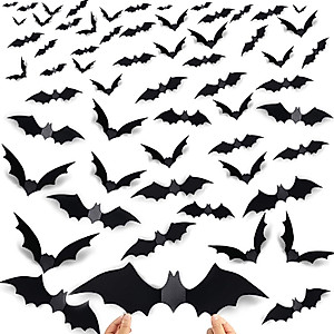 Halloween Bats 4 Size Bats Wall Decor Halloween Decorations Indoor,122 Pcs 3D Bat,Spooky Hallowen Decorations for Bedroom Home Porch Window,Halloween Party Decorations