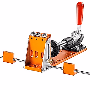 VEVOR 34 Pcs Pocket Hole Jig Kit, Adjustable Versatile Pocket Hole Jig with Toolbox,11" C-clamp, Fixture, Step Drills, Wrenches, Drill Stop Rings, Square Drive Bits-Gifts for Him