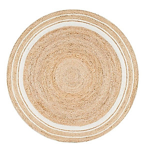 Manvi Exports Natural Jute Scalloped Rug - Handwoven Bohemian Decorative Custom Rug