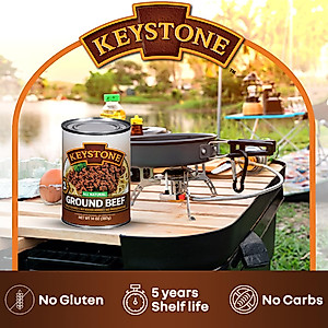 Keystone All Natural Ground Beef 14 Ounce Long Term Emergency Survival Food Canned Meat | Fully Cooked Ready to Eat | Gluten Free Family Pack of 6