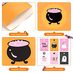 FHzytg 48Pcs Halloween Boo Party Favor Bags, Pink Halloween Ghost Candy Bags Halloween Party Gift Bags for Girl Halloween Spooky Birthday Decorations Boo Baby Shower Happy Boo Day Decorations