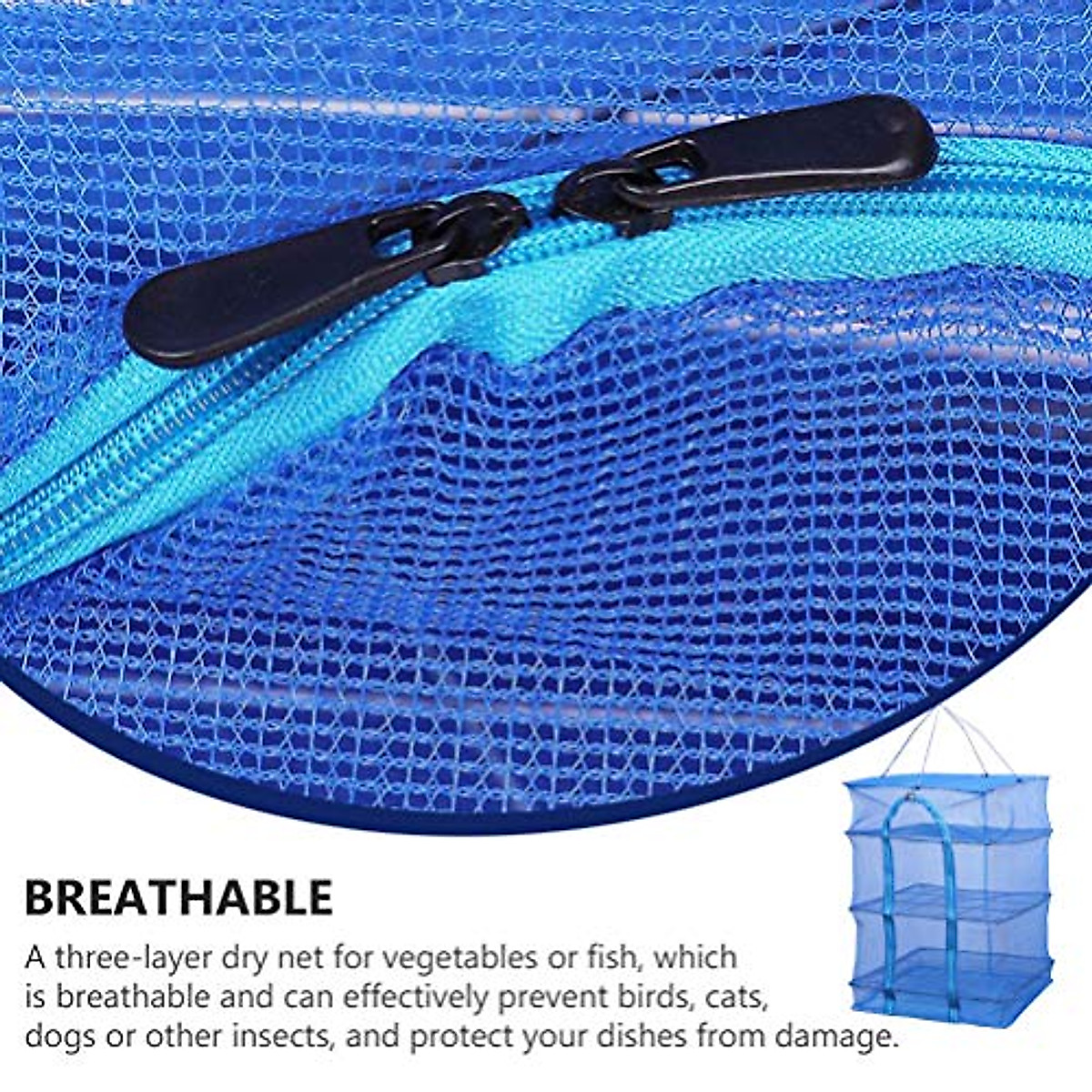 Abaodam 3 Layer Herb Drying Rack Plant Hanging Mesh Dry Net with Zipper Folding Drying Net Multi- Function Drying Vegetable Fish Hanging Mesh (Height 26 inches)