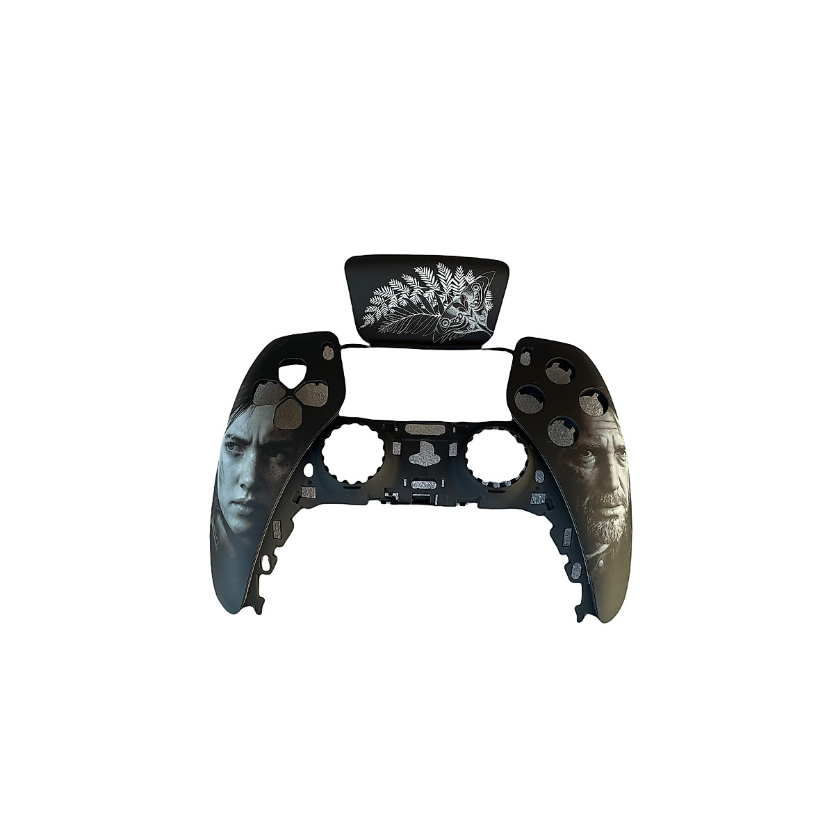 TLOU2 Fan Art Replacement Ellie & Joel Plus Tattoo Touchbar Front Housing Shell Faceplate and Touchbar for PS5 Controller