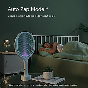 BUGZILLA Electric Fly Swatter Racket Rotating Head Type-C Rechargeable Electric Bug Zapper Racket Mosquito Zapper Fruit Fly Zapper Racket Gnat Wasp Killer Indoor 1 Pack