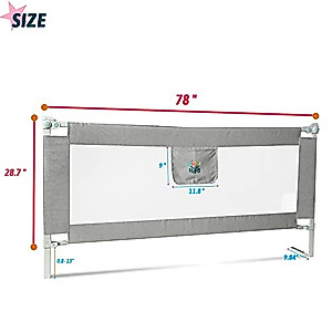 SuperStyle Bed Rail for Toddlers 78 Inch, Upgrade Extra Long Bed Rail Guard for Kids, Safety Bed Fence Protector Rail with Soft Breathable Fabric, fit Twin, Full, Queen, King Size Mattress