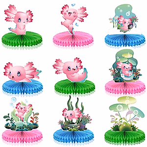 Eersida 9 Pcs Axolotl Birthday Party Decorations Axolotl Table Topper Cute Axolotl Centerpiece Table Decorations Axolotl Party Supplies Axolotl Party Favors for Birthday Baby Shower Party Supplies