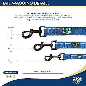 Good Scout 5' Heavy Duty Bungee Leash for Small Dogs, Durable Walking & Training Leash for Puppies & Adult Dogs, D-Ring for Waste Bag Storage, Blue