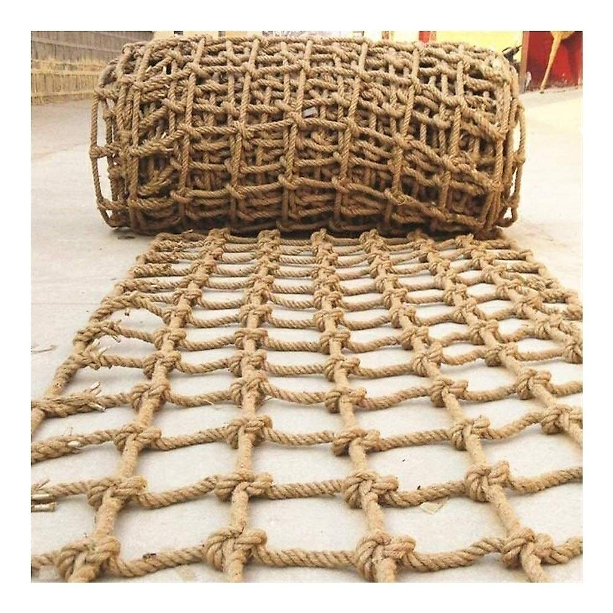 Hynet Hemp Grid Safety Net, Indoor Ceiling Decorative Net Kids Climbing Net Children Swing Rope Netting Stair Anti Falling Net Pets Cargo Trailer Hammock (Size : 1 * 2m(3 * 7ft))