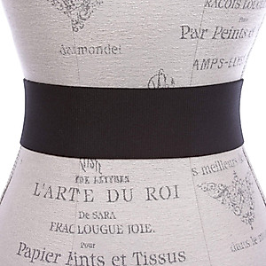 Women's 2 1/2" (64 mm) Wide Elastic High Waist Leather Stretch Belt, Black | m/l - 29"~33"