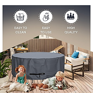 HWmatyCover Round Patio Furniture Covers, Waterproof Outdoor Table Chair Set Covers, All Weather Protection Patio Furniture Cover with Air Vent,62"DIAx28"H, Grey