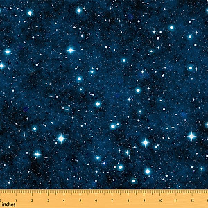 Galaxy Upholstery Fabric by The Yard, Outer Space Starry Sky Indoor Outdoor Fabric by The Yard, Universe Sparkle Stars Decorative Fabric for Upholstery and Home DIY Sewing Projects, 1 Yard, Blue