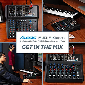 Alesis MultiMix 8 USB FX – 8 Channel Compact Studio Mixer with Built In Effects & USB Audio Interface for Live Sound and Home Studio Recording