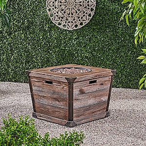 Christopher Knight Home Delaney Outdoor Square Firepit - 40,000 BTU, 32", Brown