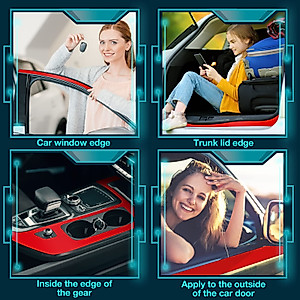 Ireer 3 Rolls Red Gloss Vinyl Detailing Wrap Tape Adhesive Vinyl Tape Roll DIY Trim Vinyl Wrap for Cars Automotive Vinyl Wrap Rolls with Tools for Auto Window Door Protector, 1.97 in 2.76 in 3.94 in