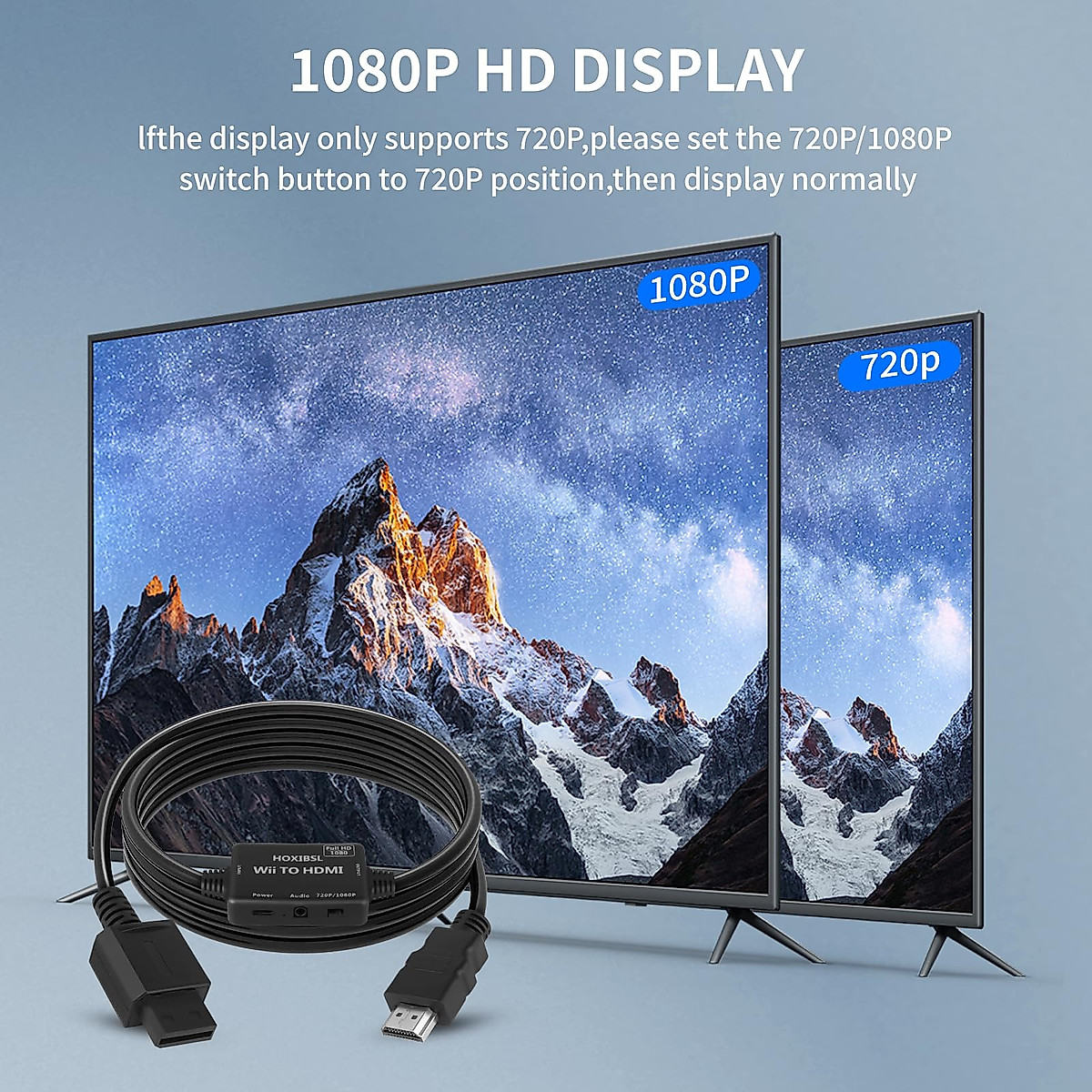 HOXIBSL Wii to HDMI Converter Cable Adapter,720P/1080P Switch,with 3.5mm Audio Jack,Improve Image Quality and Resolution,Supports All Display Modes,Compatible with Wii,U,HDTV, Monitor （6.56FT）