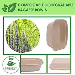 Kaderron 35 oz 50 Pack Large Paper Bowls with Lids, Disposable Bowls Bulk Leakproof and Microwave Safe for Hot/Cold Use