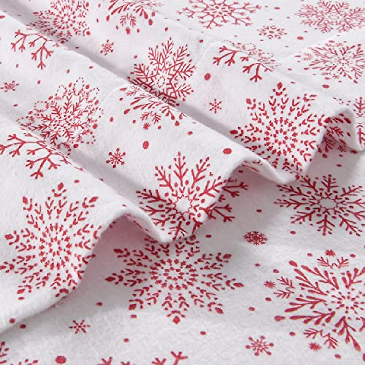 Sleepdown 100% Cotton Flannel Sheets - Super Soft Heavyweight, Double Brushed, Anti-Pill Flannel Bed Sheets - Cal King Sheets Deep Pocket Fitted Sheet X2 Side Pockets (California King, Merry Flakes)