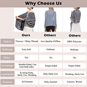 Ciormis Sparkly Shawls for Women, Metallic Black & Silver Wedding Pashmina Shimmer Scarf Wraps for Evening Wear (Black & Silver)