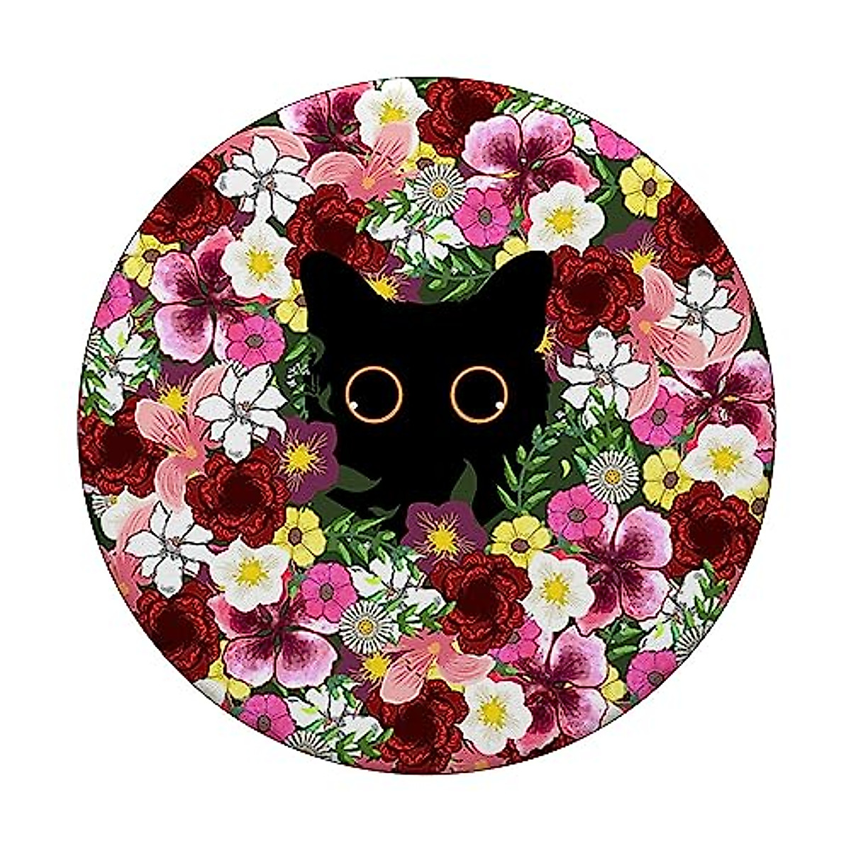 Black Cat Eyes In Flowers Cute Floral Scary Animal Lover PopSockets Swappable PopGrip