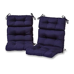 Greendale Home Fashions Outdoor 44 x 22-inch High Back Chair Cushion, Set of 2, Midnight 2 Count