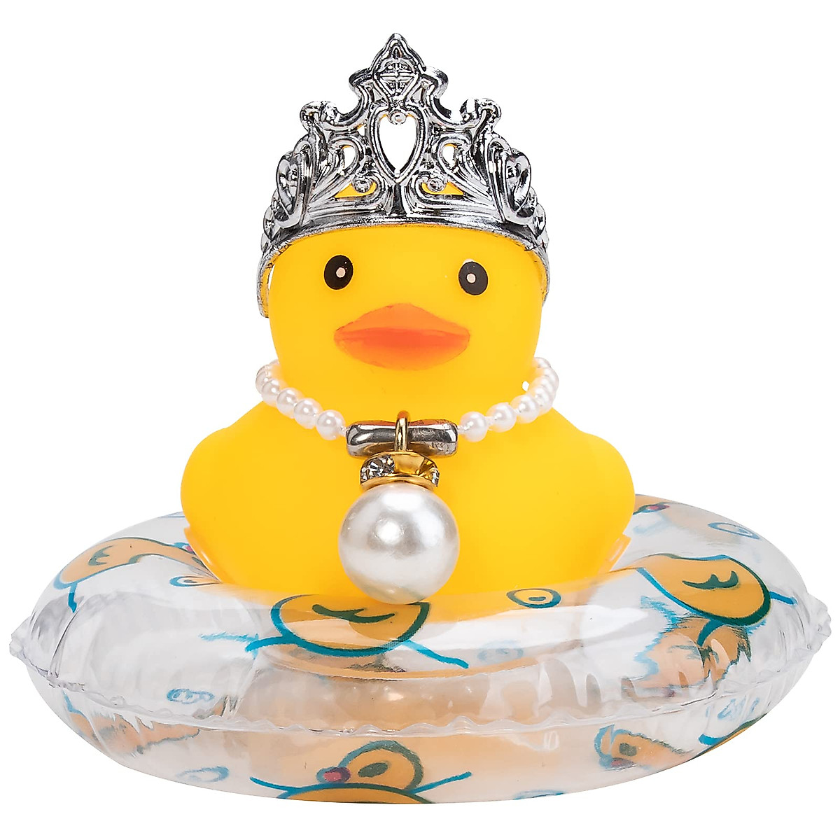wonuu Car Duck Rubber Duck Car Ornaments Duck Car Dashboard Decorations with Mini Crown and Necklace, C-Male Crown