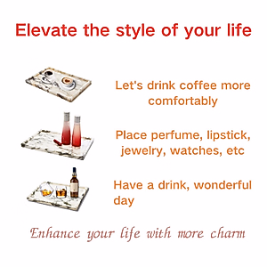 Real Luxurious Natural Marble Tray Genuine Marble Storage Tray for Home Decor Stone Tray for Bathroom/Kitchen/Vanity/Dresser Non-Resin (Engraving Tray-Purple, 300mm*200mm)