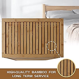 MUPATER Laundry Hamper with Lid, Bamboo Laundry Basket 2 Section with Removable Liner Bags, Foldable Clothes Hamper for Laundry Room, Bedroom and Bathroom