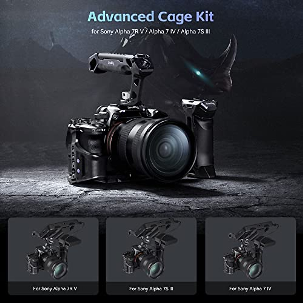 SmallRig A7 IV Cage with Top Handle, Clamp for HDMI Cable and Side Handgrip, Advanced Kit for Sony Alpha 7R V/Alpha 7 IV/Alpha 7S III - 3710