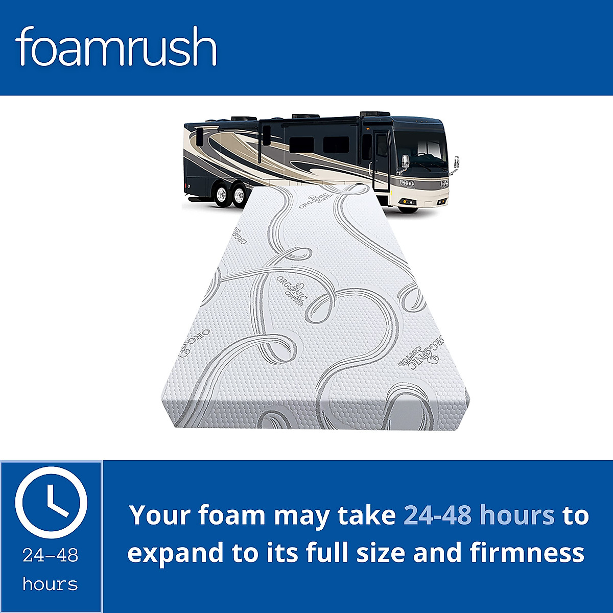 FoamRush 7-Inch Bunk (30" x 80") High Density Foam RV Mattress Replacement with Cotton Cover, Medium Firm, Pressure Relief Support, Travel Camper Trailer Truck, Made in USA, CertiPUR-US Certified