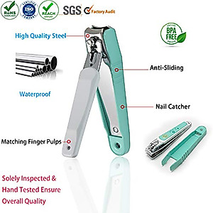 PAFASON Nail Clipper Set with Nail Catcher & Nail File Super Sharp for Fingernail & Toenail Clippers for Men & Women