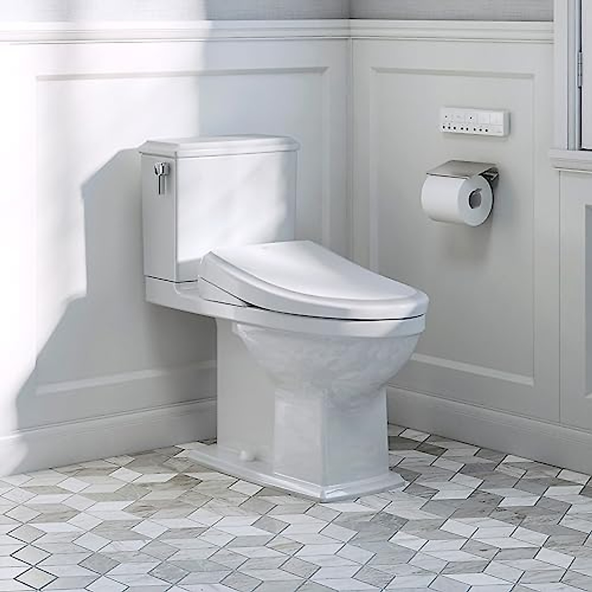 TOTO SW4734AT40#01 WASHLET+ Electronic Bidet Toilet Seat, Elongated, Cotton White