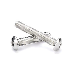 M2.5-0.45 x 25mm Button Head Socket Cap Screws, Stainless Steel 304, Full Thread, Allen Socket Drive, Heavy Duty Machine Hexagon Screw Drive 100 PCS