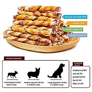 Jungle Calling Dog Treats, Natural Chicken Wrapped Rawhide Sticks, Grain-Free Training Rewards Chews for Small and Medium Puppy,10.6oz