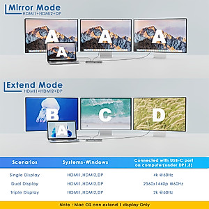 WAVLINK USB C Docking Station 4K Triple Display (2 HDMI + 1 Displayport) with 100W PC Charging, Gigabit Ethernet, 4 USB 3.0, SD/TF Card Slot, Audio, for Dell HP MacBook Lenovo and Other USB C Laptops
