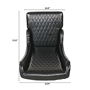 Yoluckea High Back Dining Chair, Retro Wing Back King Throne Chair Head Chairs for Dining Table, PU Leather Upholstered Accent Side Chair for Living Room Dining Room Bedroom, Black