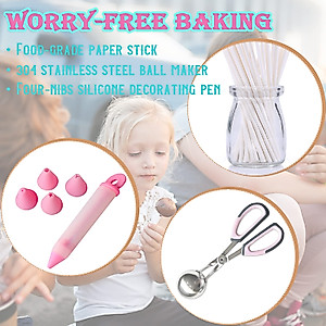 652Pcs Cake Pop Maker Kit Including Cake Pop Sticks and Wrappers, Twist Ties, Cake Pop Roller, Decorating Pen, Candy Foil Wrappers, Cake Pops Bags Supplies for Lollipop, Candies, Chocolates