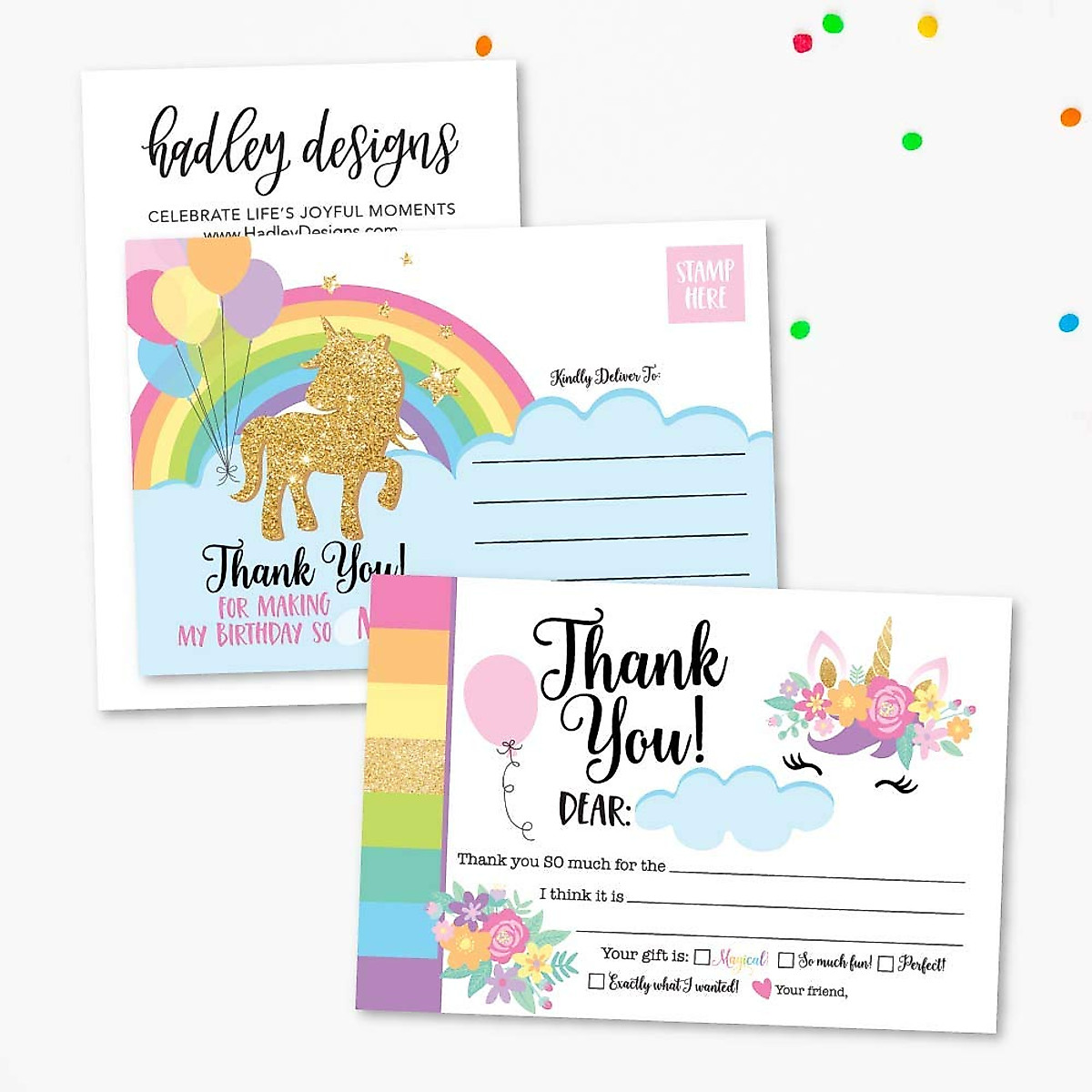 25 Unicorn Neon Rainbow Fill In The Blank Thank You Cards, Magic Star Faux Glitter Themed Bday Party Notes, Slumber Party Girls Adult or Children Birthday, Sparkling Supplies Cloud Sparkle Glow