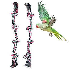 Zerodis Pet Bird Chew Cotton Rope Toys, Cotton Woven Rope Hammock Hanging on Parrot Cage, Parrots Biting Climbing Toys Cage Pendant Accessory