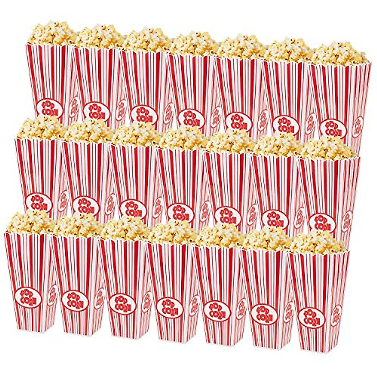 Tebery 21 Pack Plastic Open-Top Popcorn Boxes Reusable Popcorn Containers - 7.7" Tall x 4" Square