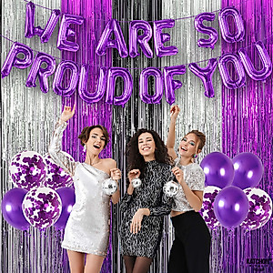 Katchon, We Are So Proud of You Balloons - 16 Inch, Pack of 27 | Congratulations Balloons, Rose Gold Graduation Decorations Class of 2024 | Graduation Foil Balloons, Graduation Balloons Class of 2024