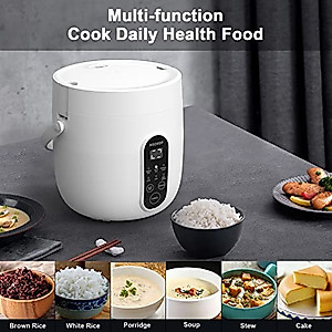 Mini Rice Cooker 2-Cups Uncooked, 1.2L Portable Non-Stick Small Travel Rice Cooker, Smart Control Multifunction Cooker with 24 Hours Timer Delay & Keep Warm Function, Food Steamer