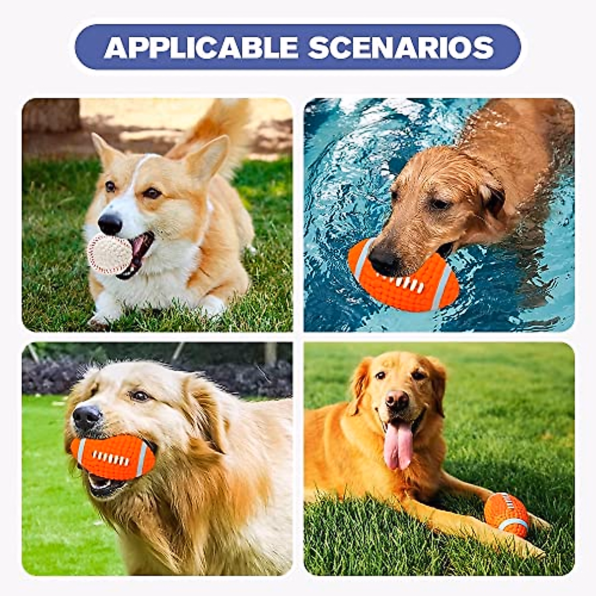 Luoxinseh Immortal Toy for Aggressive Chewers, Squeaky Football Toy,Indestructible Squeaky Dog Balls, Chew Toy for Pet Training Accessories for Large/Medium/Small Dogs (Large,A)