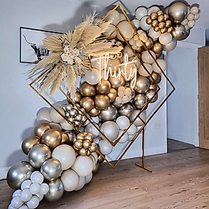 Sand White Balloon Garland Arch Kit,158PCS Blush White Nude Balloons Metallic Chrome Gold Silver Balloons for Boho Wedding Bridal Baby Shower Engagement Anniversary Birthday Party Decorations