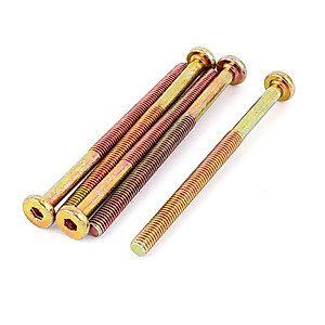 uxcell M6 x 85mm Threaded Hex Socket Head Cap Screws Bolts Bronze Tone 5 Pcs