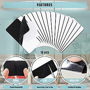 16 Sets 2x4 inch Strips with Adhesive,Heavy Duty Hook and Loop Tape,Carpet Tape,Rug Tape,Strength Backing,Fixing Installing Tape,Wall Hanging No Perforation,Fabric,Couch,Industrial,Office,Household