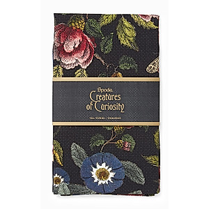 Spode Creatures of Curiosity Floral Tea Towel | Cotton Dish Towel | Highly Absorbent | Quick Drying | Multi-Purpose Absorbent Kitchen Towel | Dark and Edgy Floral Motif (1 Pack)