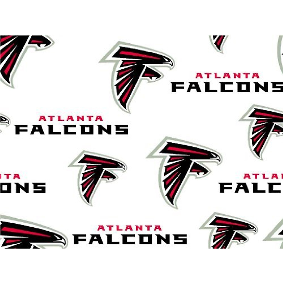Atlanta Falcons 100% Cotton Fabric Licensed NFL Broadcloth, Cut by the yard, White, Red and Black