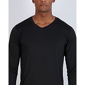 4 Pack: Mens Long Sleeve V Neck Shirt Top Shirts for Men T Shirt Tee Workout Rash Guard Quick Dry Fit Gym Tees Athletic Active Compression Work Casual Exercise Running Sports - Set 6,L