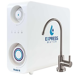 Express Water 600 GPD Tankless Reverse Osmosis System - 2:1 Pure to Drain Reverse Osmosis Water Filter System, Easy Install, Quick Twist Filters RO Water System - RO System Under Sink, Brushed Nickel
