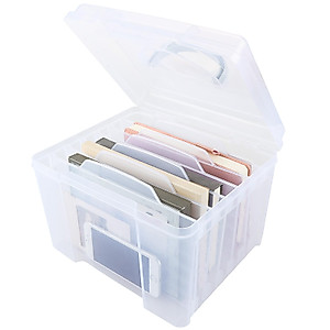 CYEAH Greeting Card Storage & Organizer Box with 6 Adjustable Dividers, Art Supply Storage Organizer for Holiday Birthday Get Well Cards Photos, Crafts, Scrapbooking, Paper, Stickers
